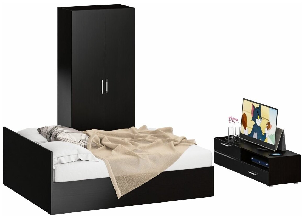 Спальня Стандарт № 3 Стандарт с кроватью 11600, цвет венге, спальное место 1600х2000 мм, без матраса, основание есть