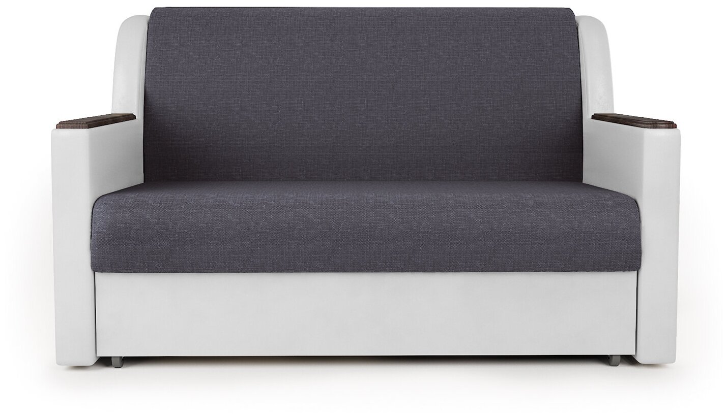 Диван-кровать аккордеон Аккорд Д, 100х194 см, серая рогожка и экокожа белая