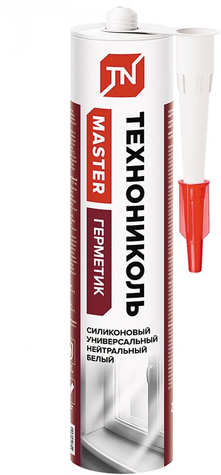 Герметик технониколь силиконовый, универсальный, нейтральный, белый, объем 280 мл 667566