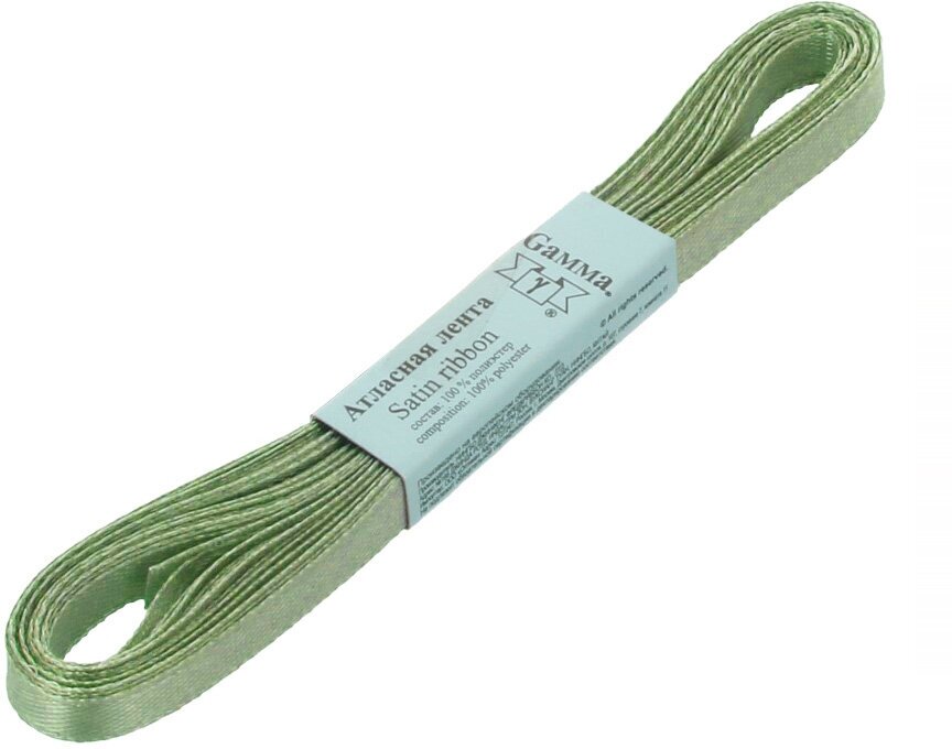 Лента атласная 6 мм 10 шт по 5.4 м "Gamma" AL-6P №055 болотный