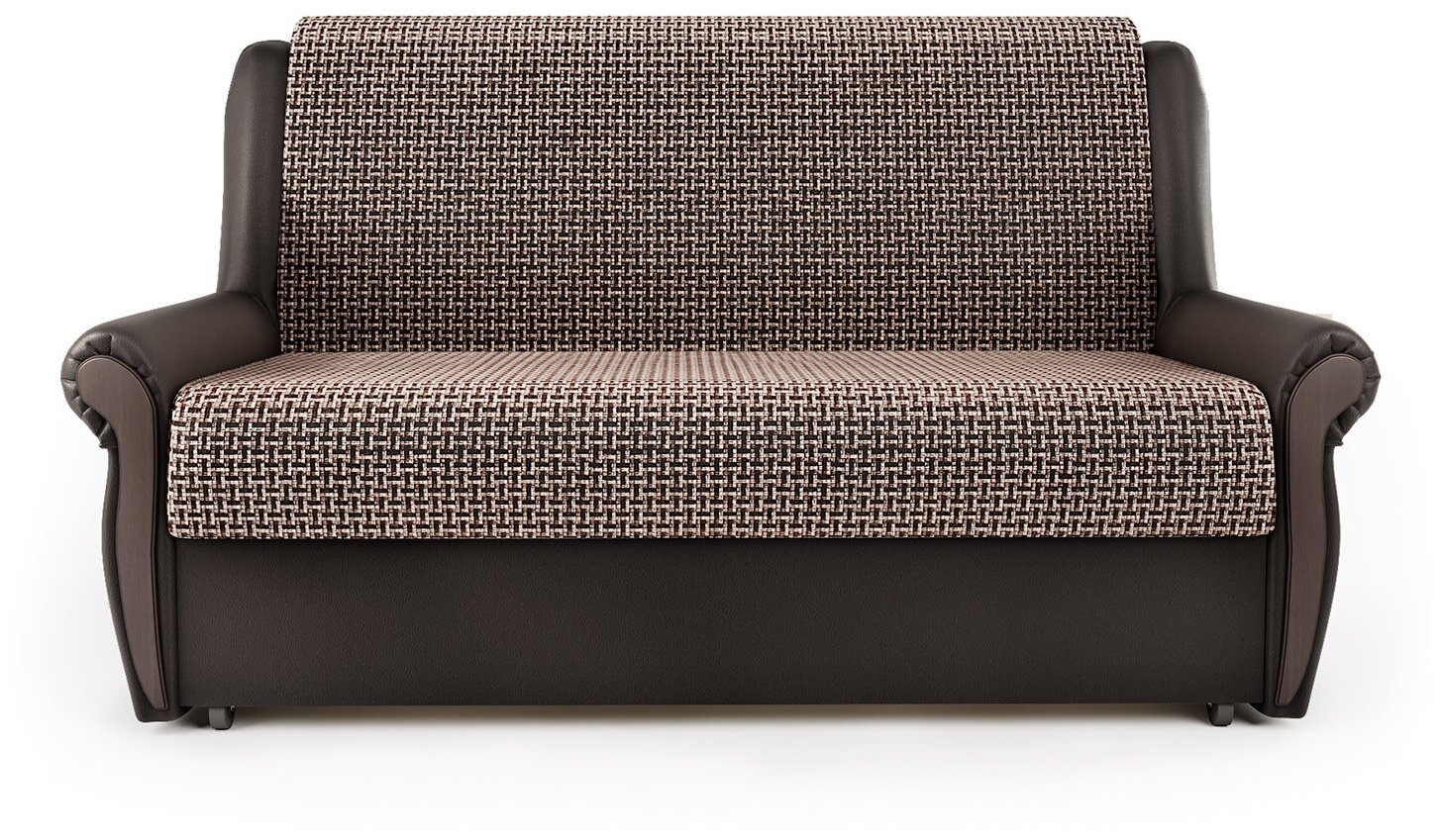 Диван-кровать аккордеон Аккорд М, 140х194 см, Корфу коричневый и экокожа шоколад