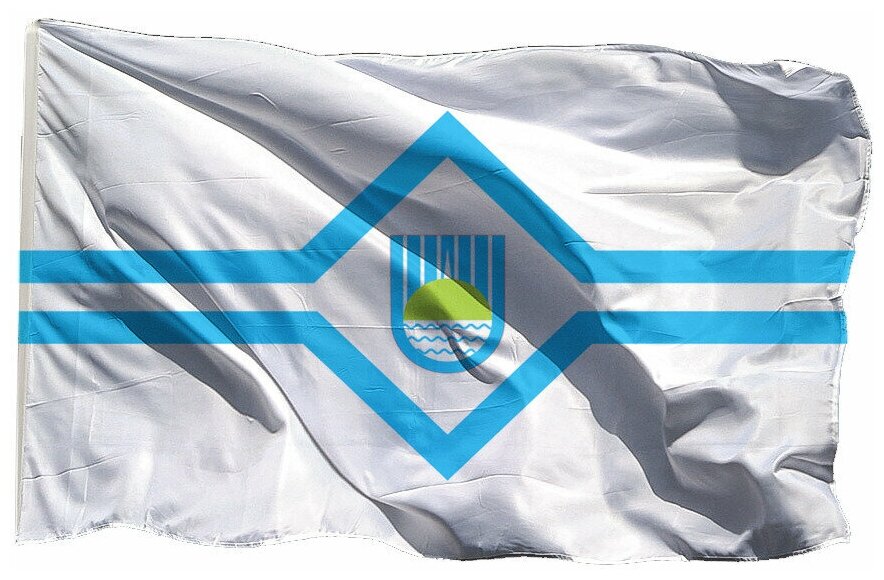 Флаг Биробиджана на сетке, 100х150 см - для уличного флагштока