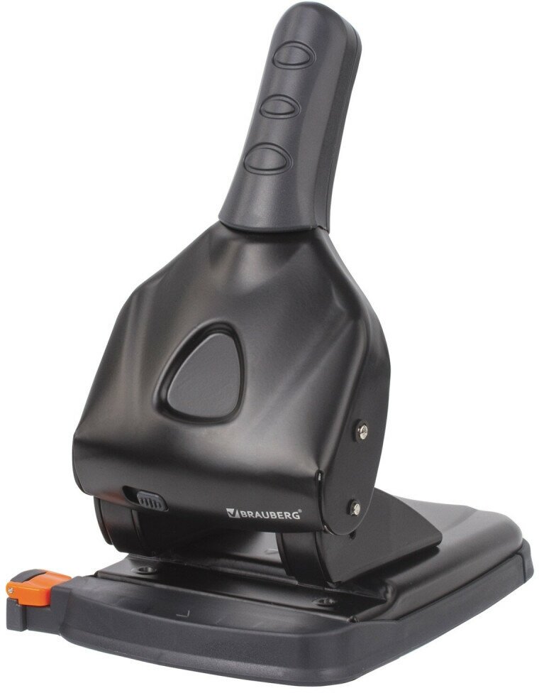 Дырокол металлический мощный BRAUBERG "Heavy duty" до 65 листов, эргономичный, черный, 1 шт