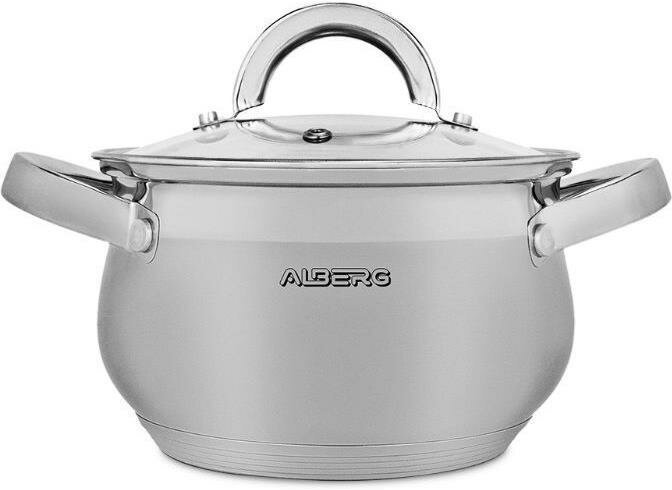 Кастрюля ALBERG AL-2103 с крышкой, 5 л, серебристый