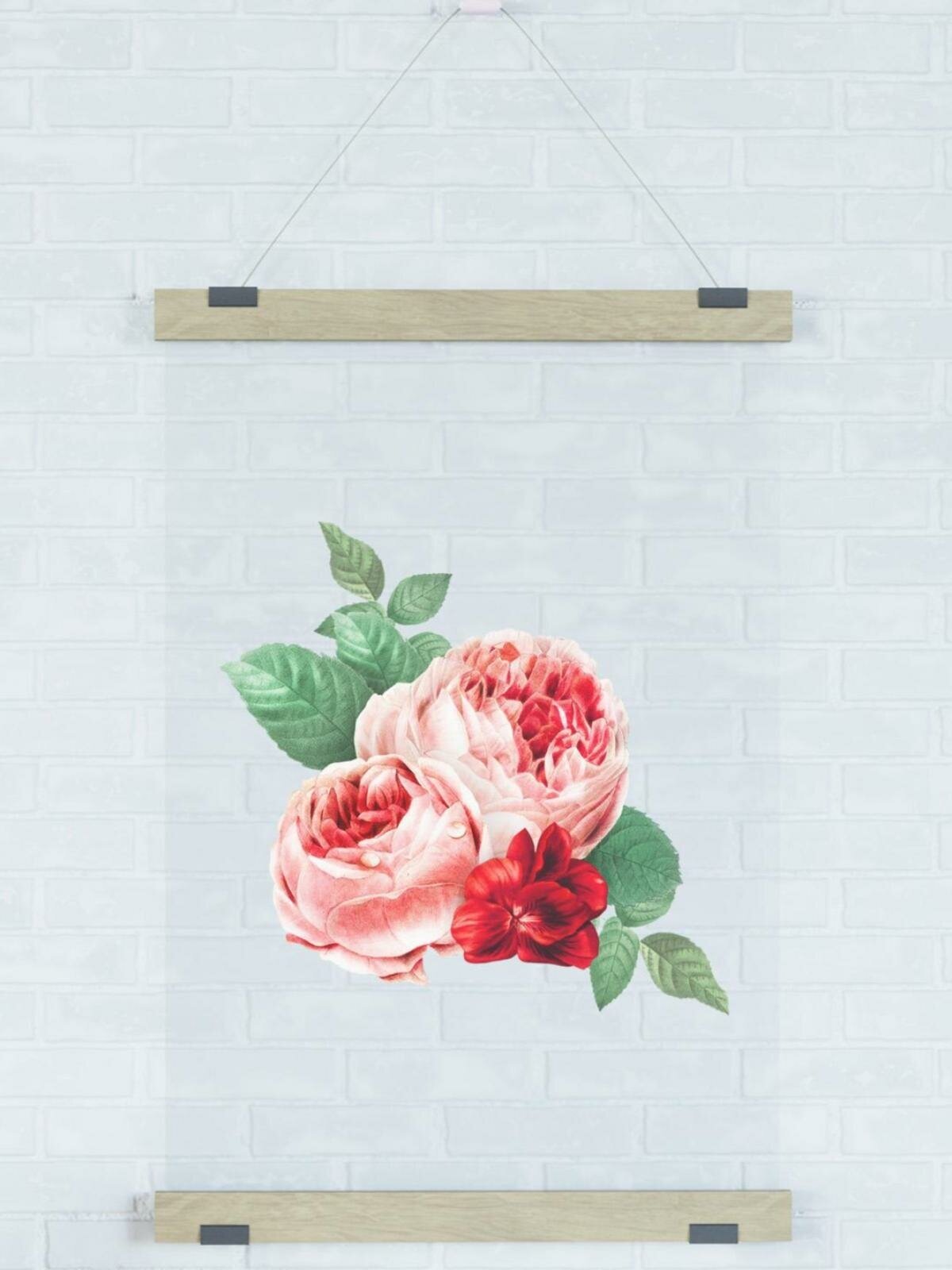 Постер / Плакат / Картина Прозрачный постер - Три цветка пиона с капельками росы 50x70