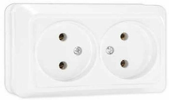 Розет. 2-мест. UNIVersal «Олимп» О/П б/з белая 16А 220В (без зазем.)