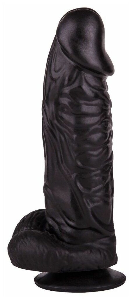 Большой чёрный фаллоимитатор на присоске - 20,5 см.