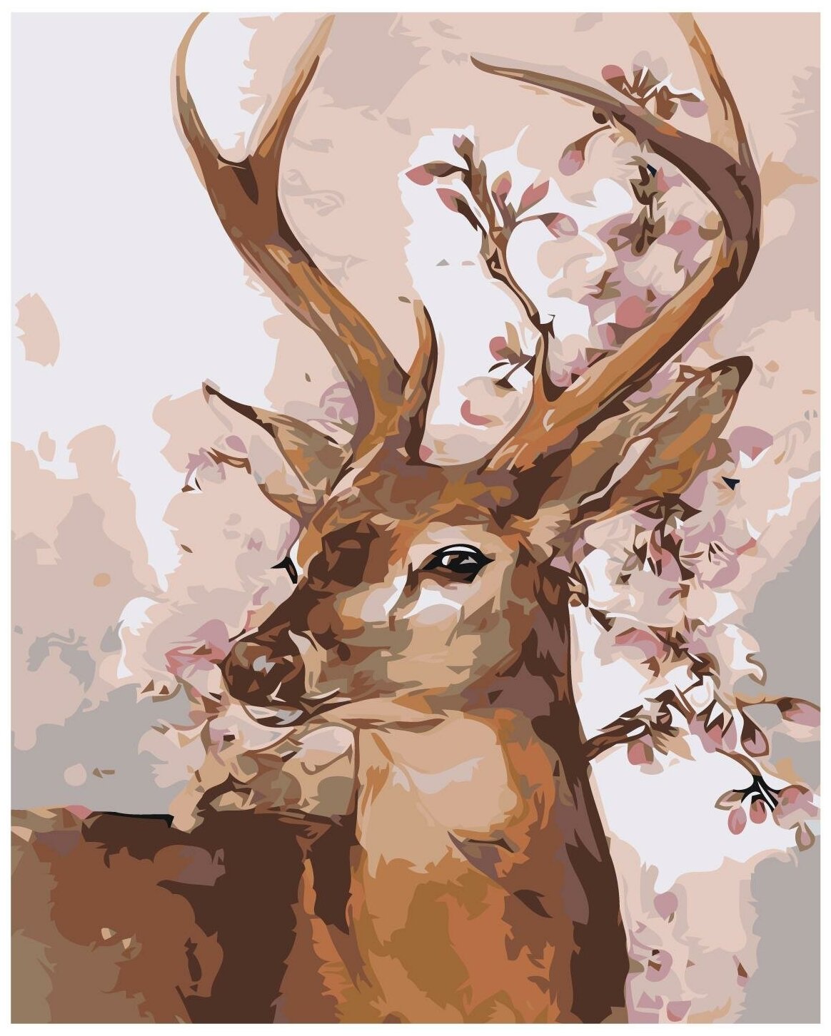 Олень весной Раскраска картина по номерам на холсте
