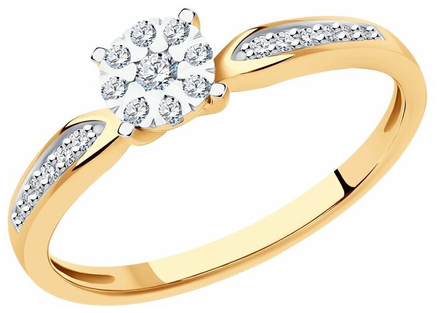 Кольцо, красное золото, 585 проба, бриллиант