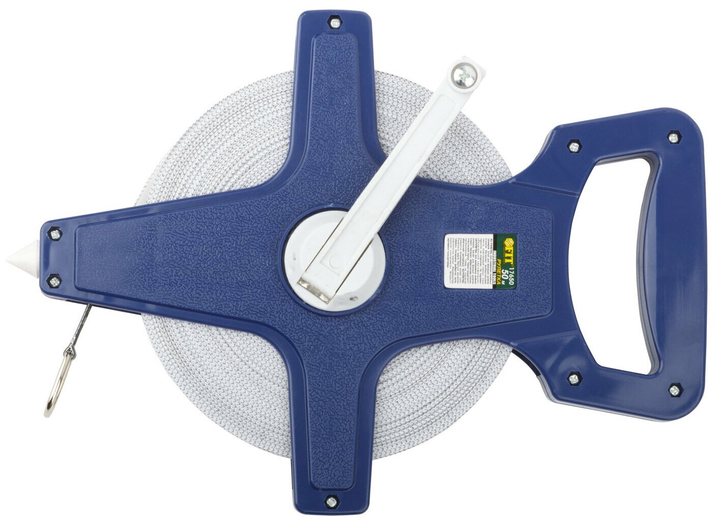 Рулетка землемерная, синий открытый корпус, фибергласовая лента 50 м