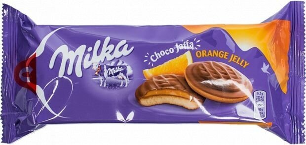 Печенье MILKA бисквитное с начинкой "Апельсиновое желе" покрытые молочным шоколадом 147г