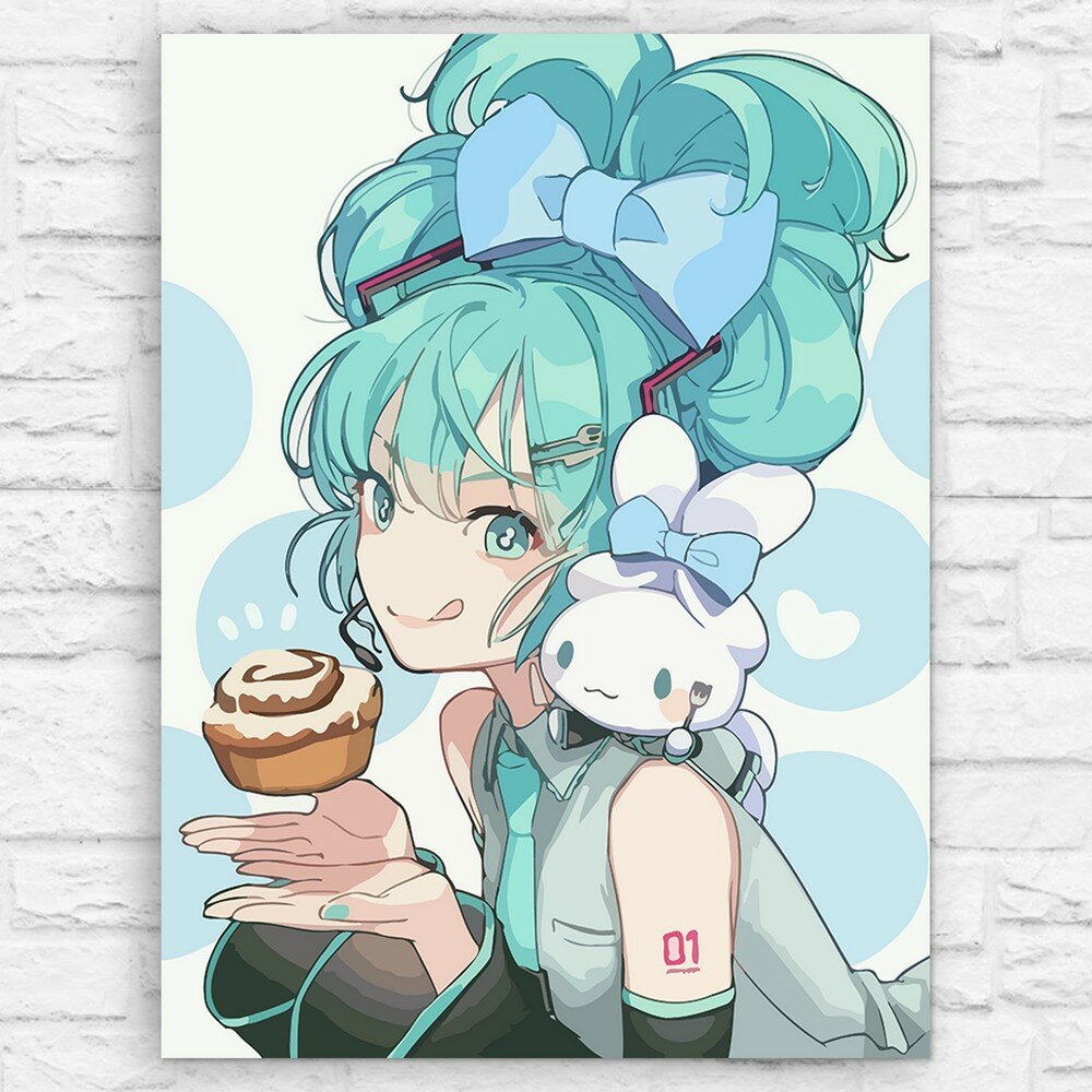 Картина по номерам на холсте аниме мику хацунэ (вокалоид, синаморолл, девушка) - 14903 30х40