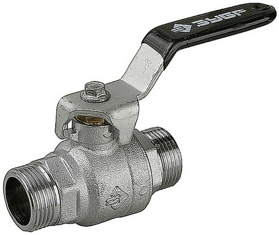 Кран шаровой ЗУБР полнопроходной "папа-папа", ручка, хромиров латунь, 1/2" , ( 4-51322-C-1/2 )