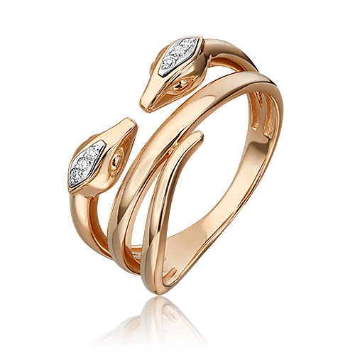 Кольцо, комбинированное золото, 585 проба, бриллиант