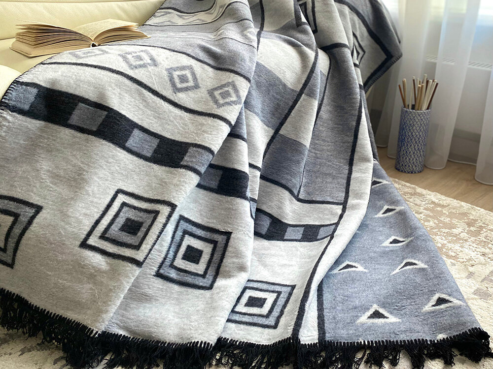 Плед Rajtex, Геометрия серый, Хлопок, 200x220 см