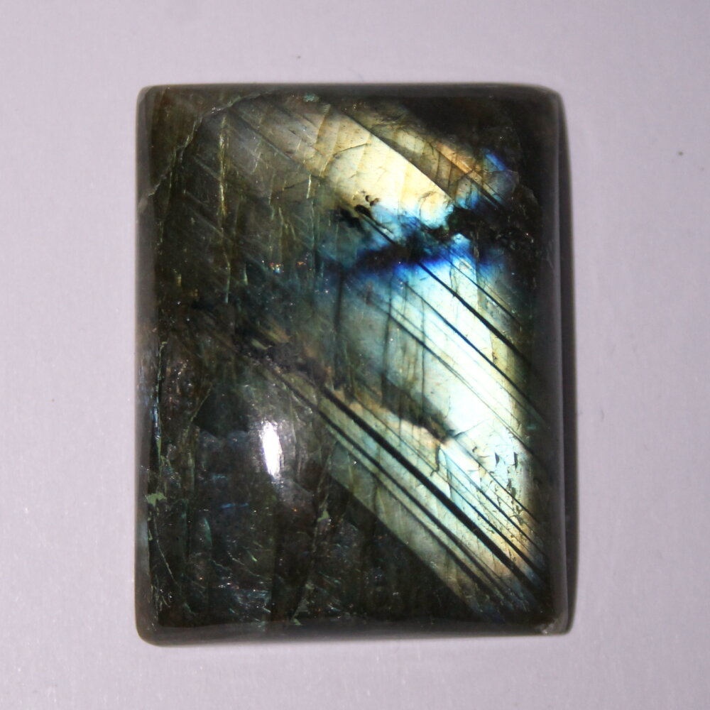 Лабрадор кабошон, натуральный камень, 32х25х5 мм, Мадагаскар, "True Stones"