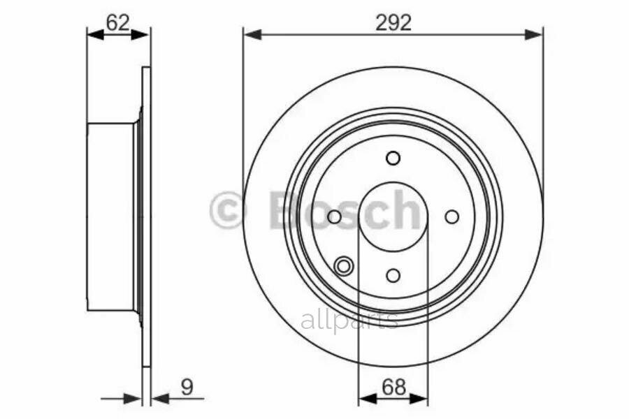 BOSCH 0986479742 Тормозной диск задний (цена за 1 шт.)