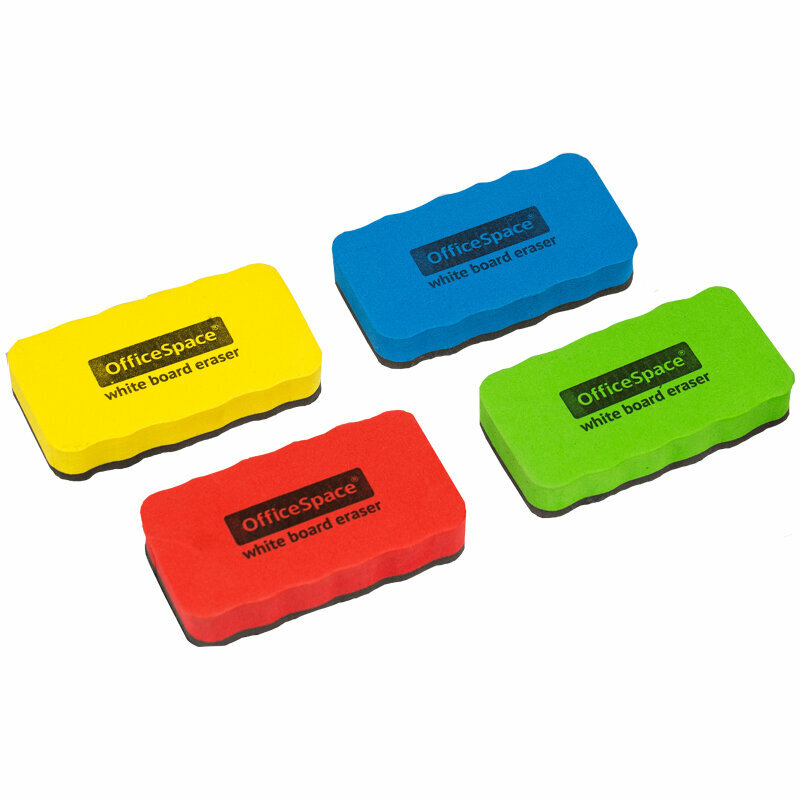 Губка-стиратель для досок OfficeSpace 57*107мм, на магните, материал EVA, ассорти, европодвес, 1 дизайн из 4, 261122rf
