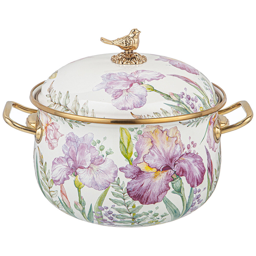 Кастрюля эмалированная agness с крышкой, серия irises 3,8л, диа.20см подходит для индук. пл KSG-950-573