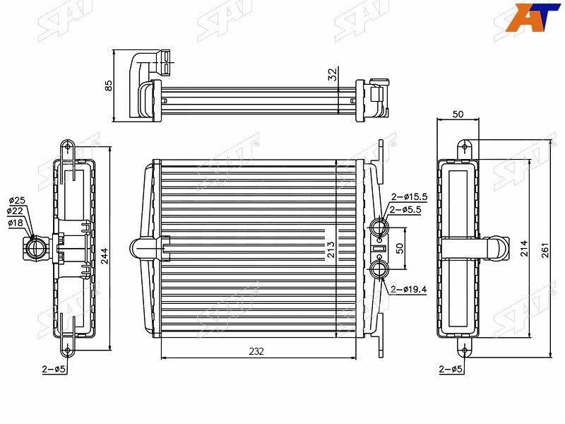 . SAT Радиатор отопителя салона (печки) для MERCEDES-BENZ S-CLASS W140/S140 91-98