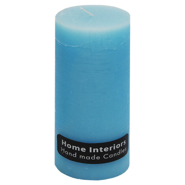 HOME INTERIORS свеча-столбик Рустик голубая без аромата 7х19см 50ч/г для дома