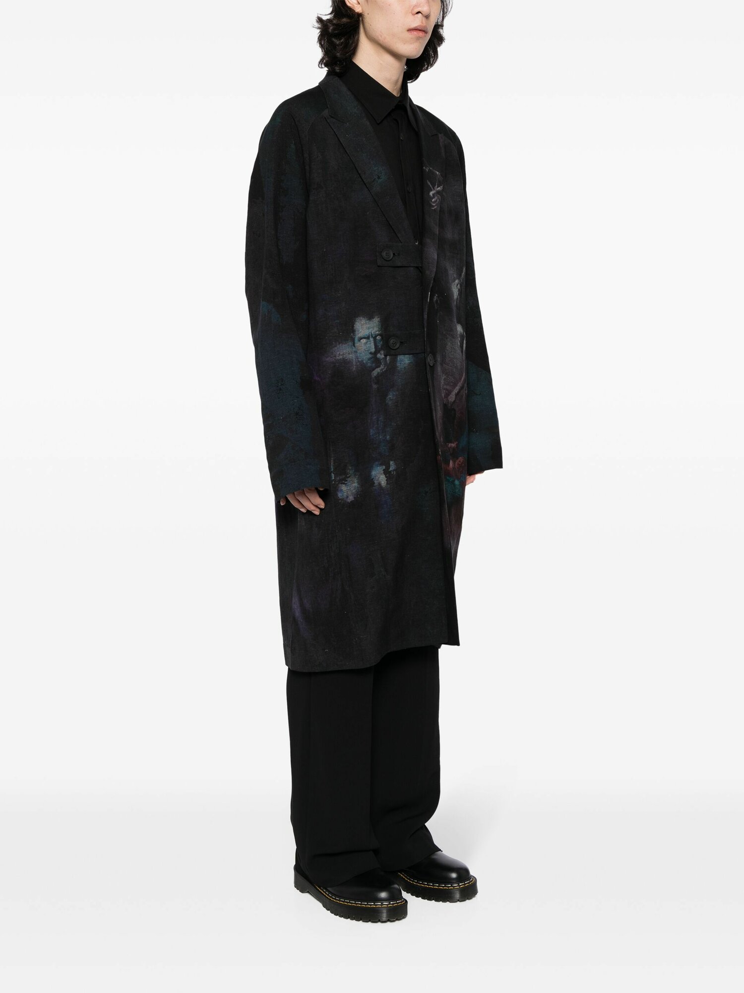 Пальто Yohji Yamamoto Single-breasted graphic-print coat, размер 50 — фото 1