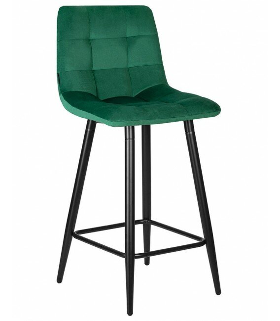 Стул полубарный DOBRIN OLIVIA (черные матовые ножки, зеленый велюр)