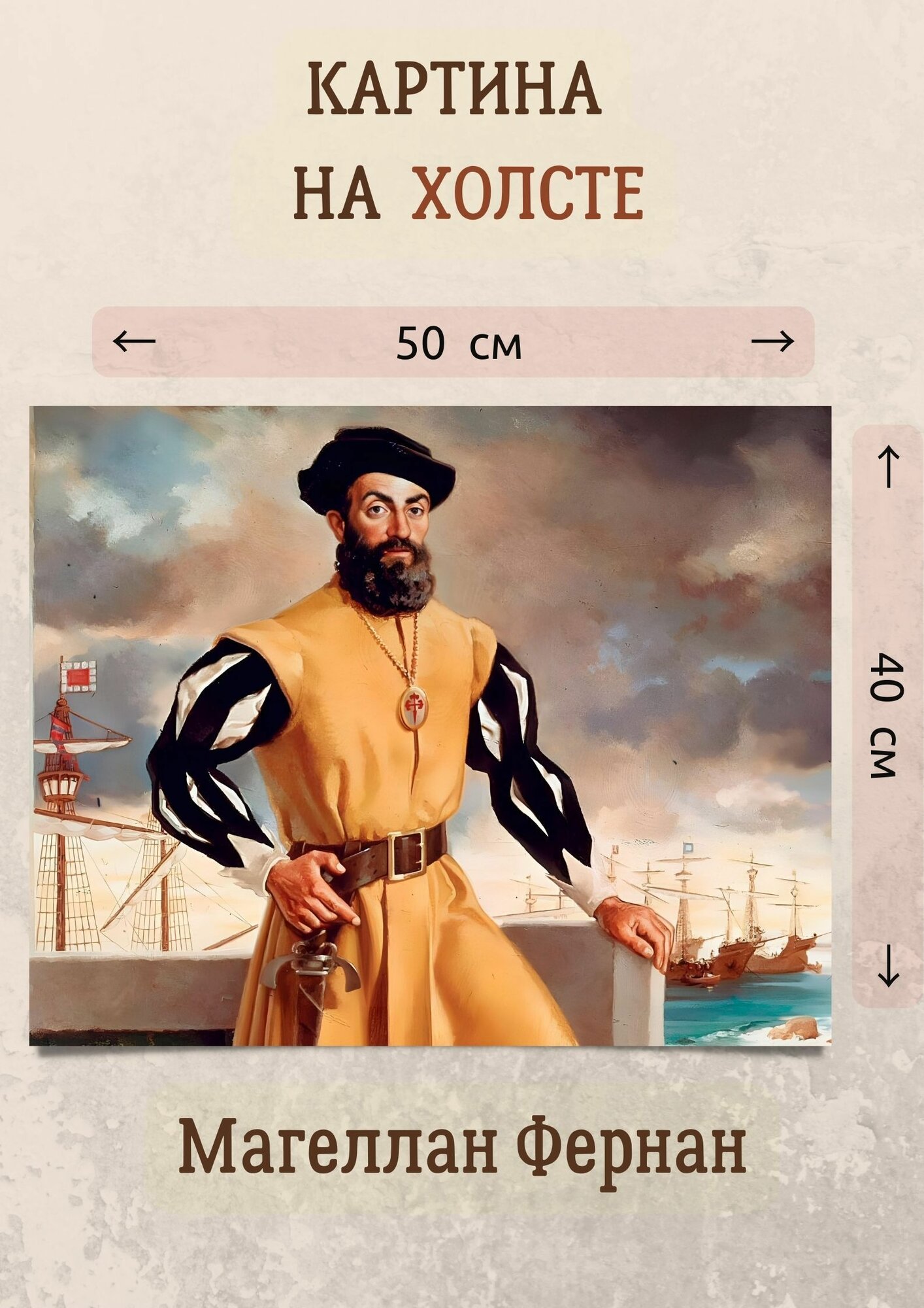Картина на холсте "испанский мореплаватель Фернан Магеллан" для интерьера