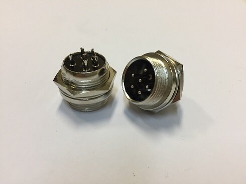 Разъем высокочастотный микрофонный P-1118 6pin (5 шт), вилка (штекер) блочная 6 пинов