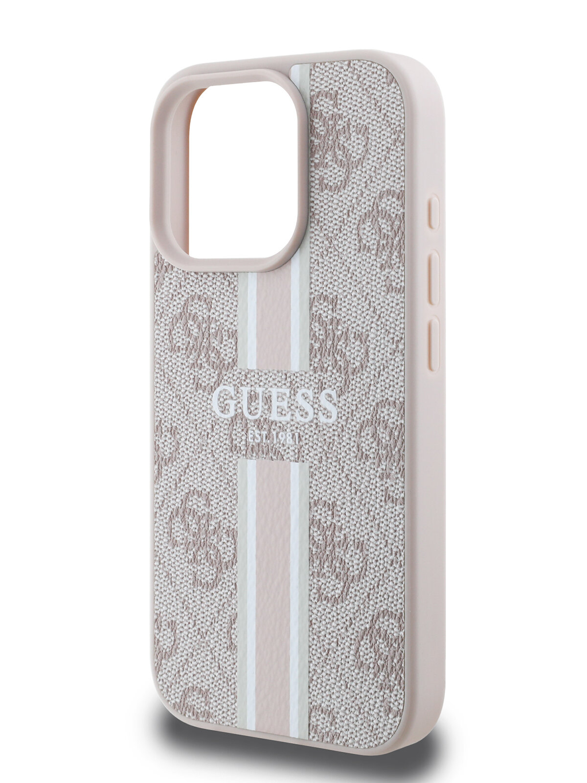 Guess для iPhone 16 Pro Max чехол PU 4G Stripes Hard Pink (MagSafe)