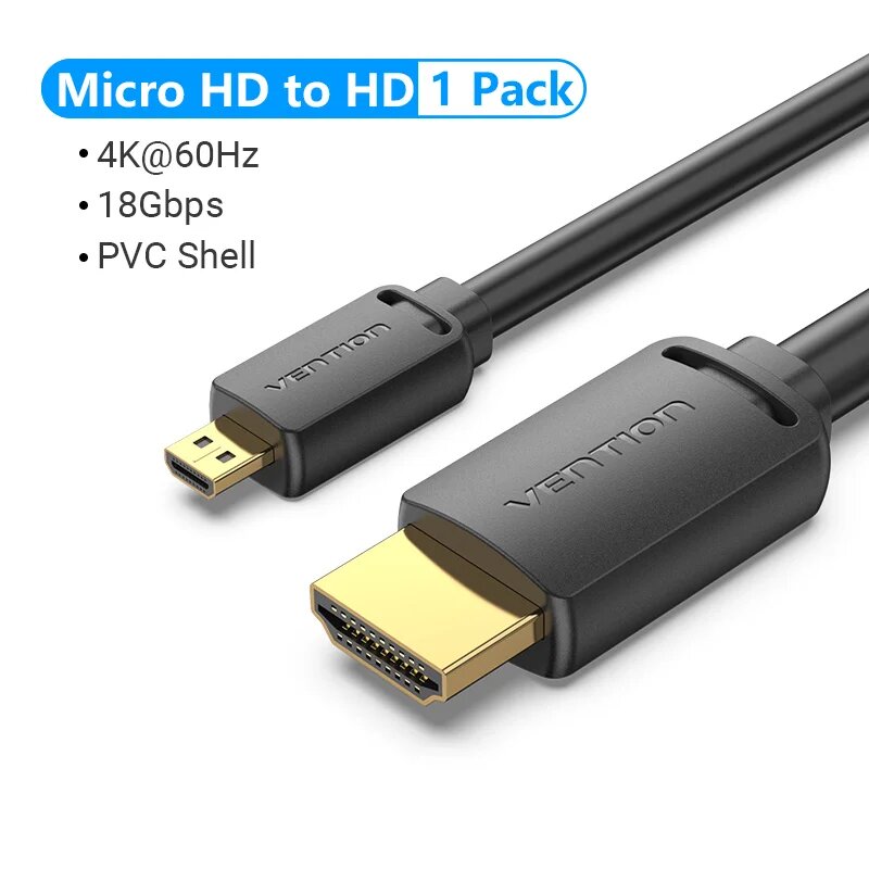 Кабель Vention Micro HDMI-HDMI 4K 60Hz Micro HD to HD, 1,5 м