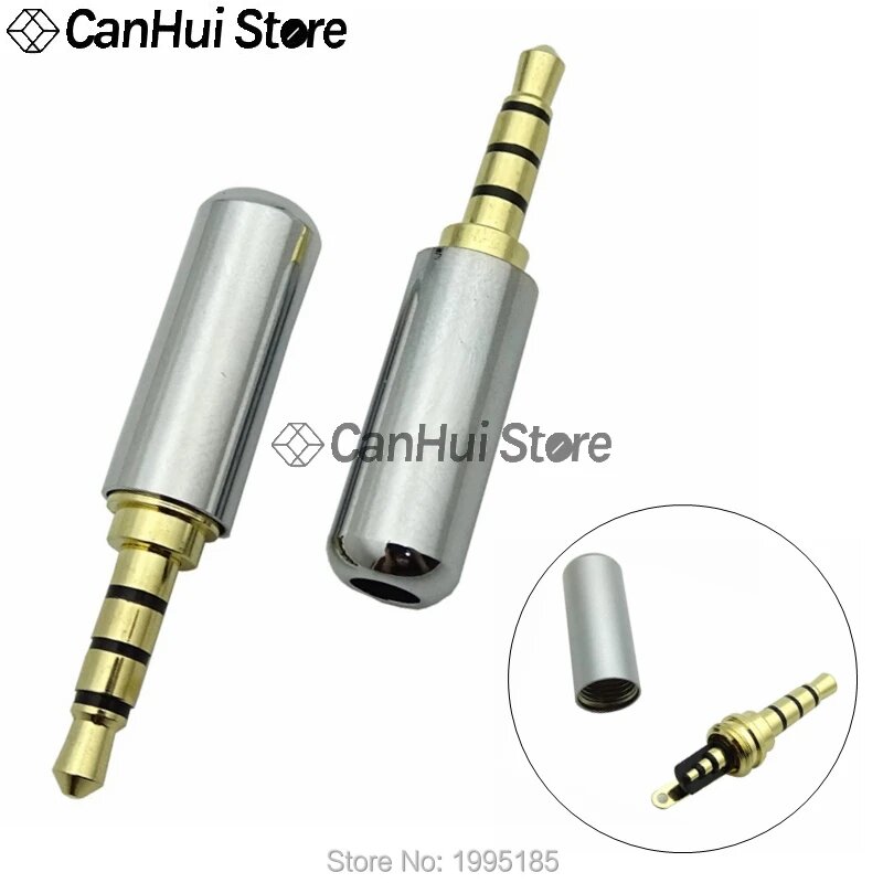 1 шт. Высокое качество 3,5 мм штекер аудио разъем 4-полюсный позолоченный адаптер для наушников для DIY стерео гарнитуры наушников/ремонта наушников Silver