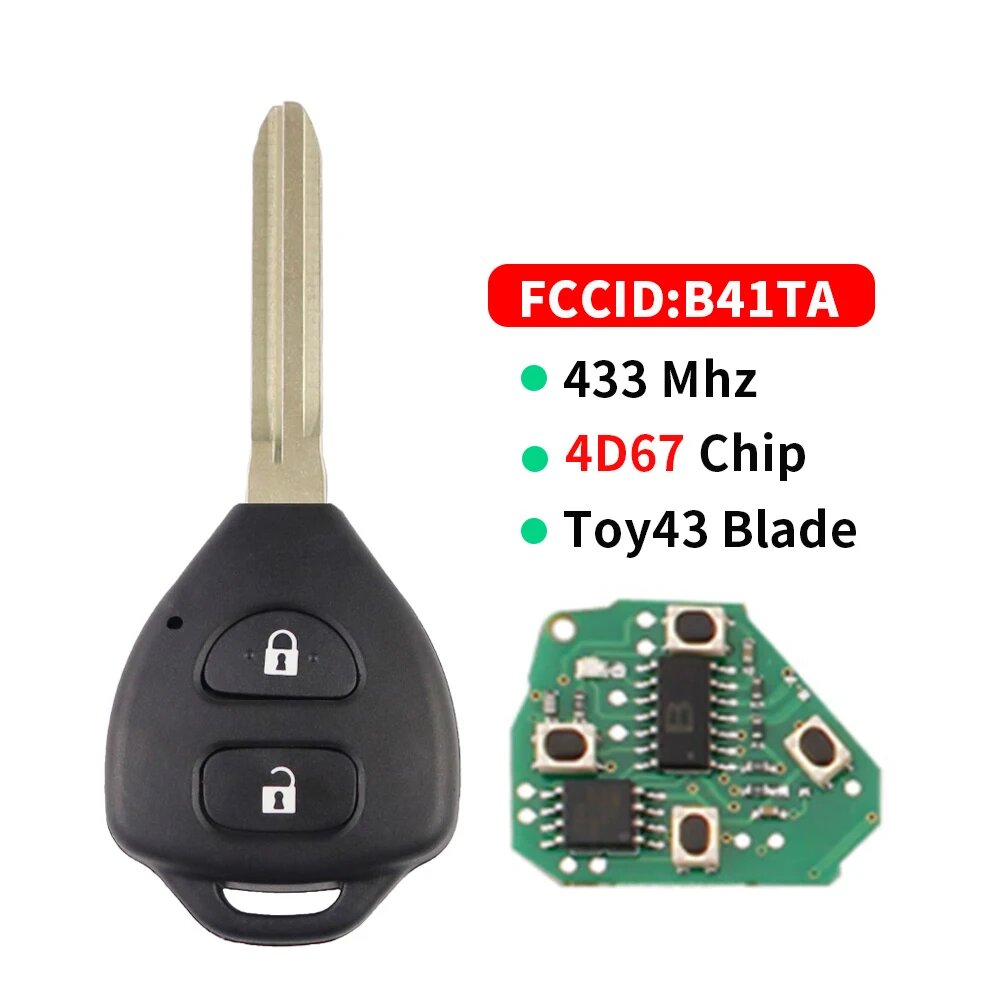 Ключ для Toyota 433 МГц 4D67 Chip, Toy43 Blade, FCCID: B41TA