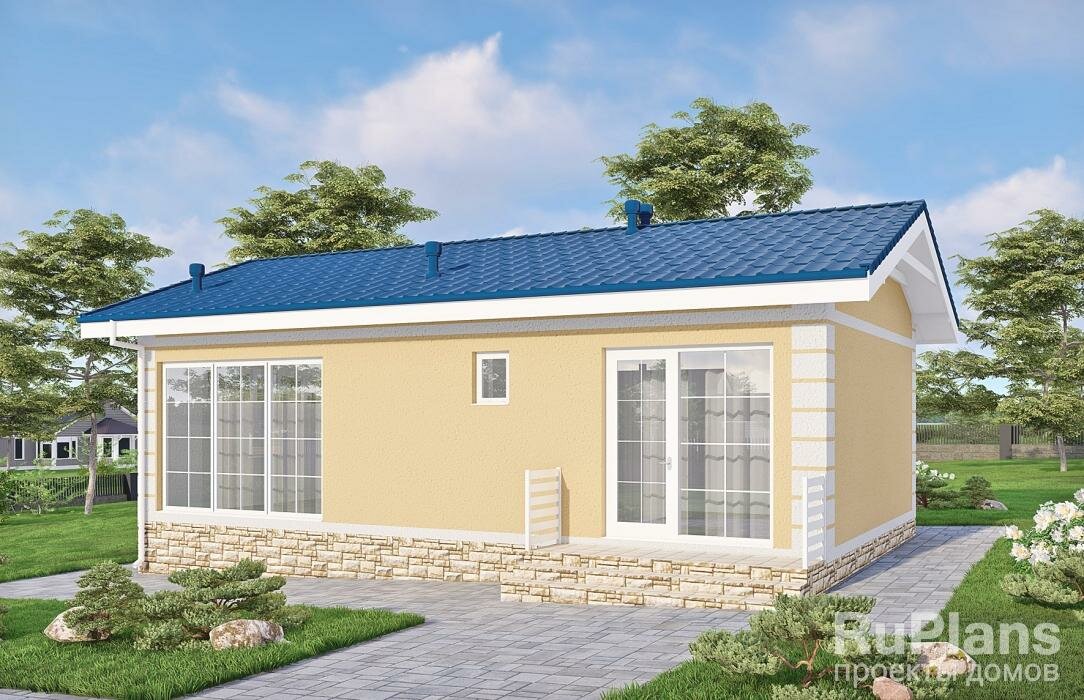 Баня с бассейном и отделкой штукатуркой (56 м2, 7м x 12м) Rg6412