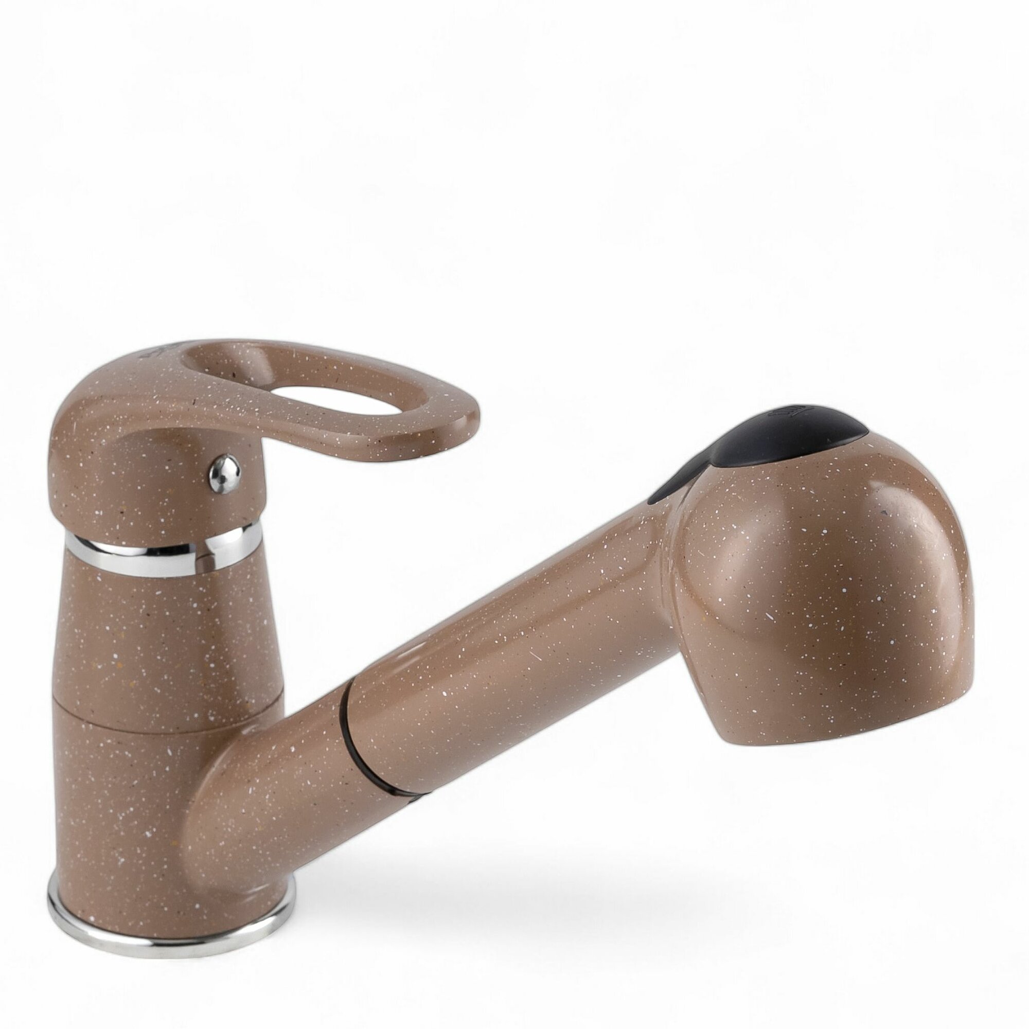 Смеситель для кухни с вытягивающей лейкой, коричневый с разноцветными вкраплениями