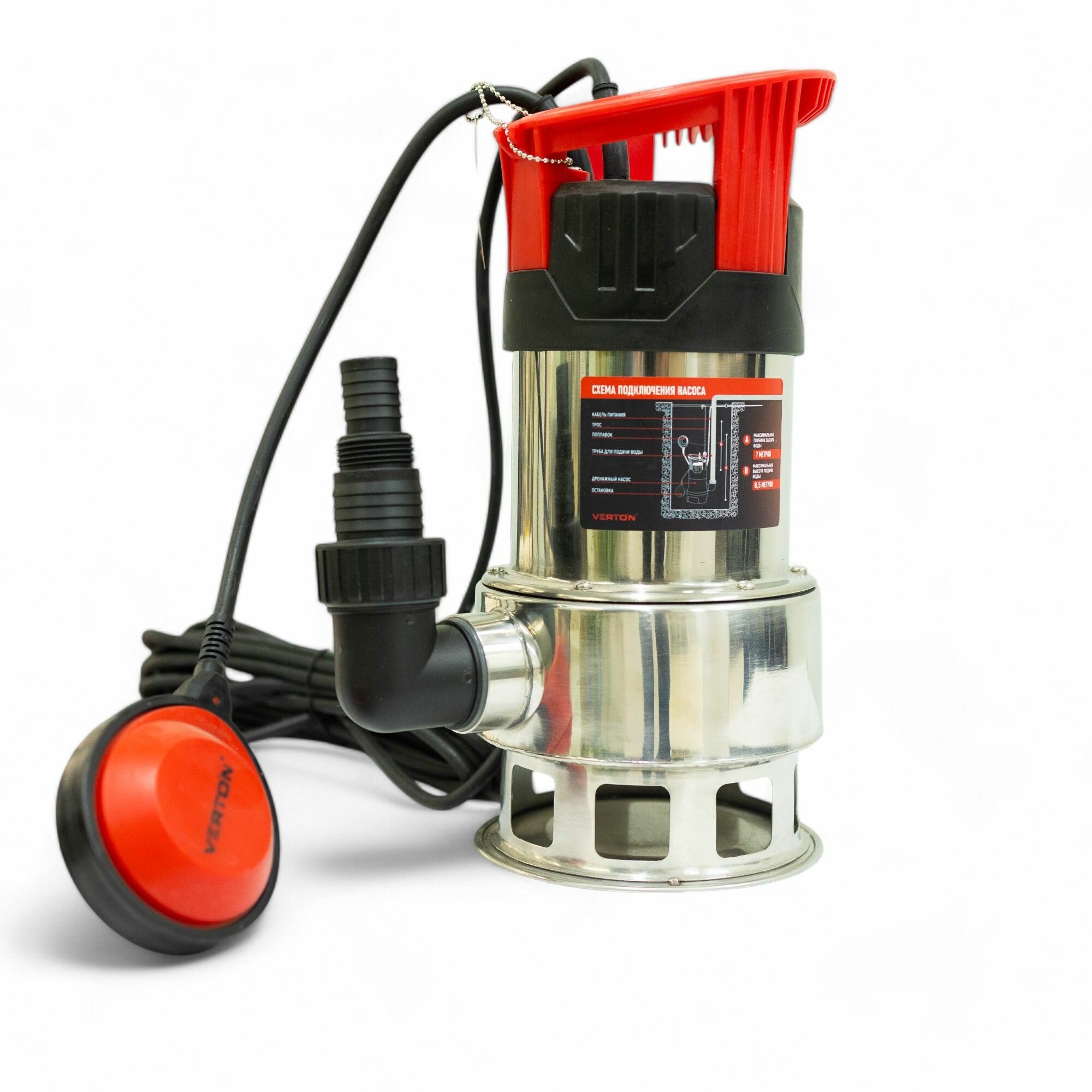 Насос дренажный 900Вт напор 8м 250л/мин, диаметр частиц 35мм, нерж. корпус DP900/35SE VERTON