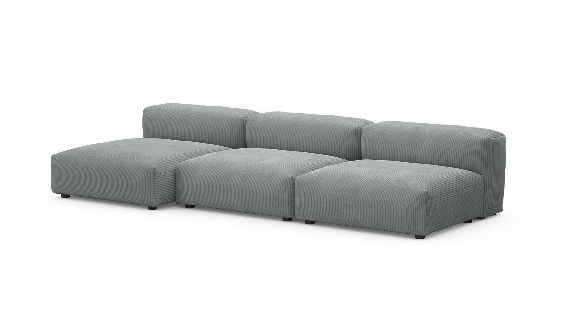 Диван с оттоманкой Фиджи (малый) Cilium Steel NOW 315x137x62 см, серый Вельвет, нераскладной Фиеста