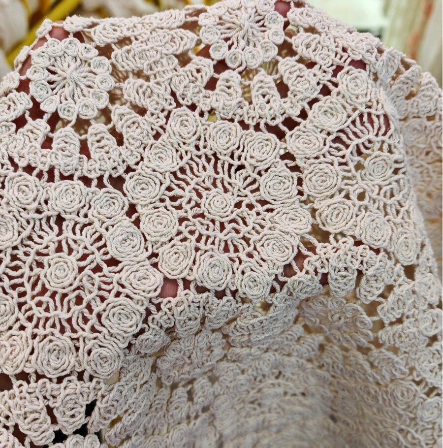 Вязаные крючком кружева ins летняя хлопковая юбка одежда с квадратной формой платье ткань Сделай Сам Женская хлопковая вышивка Гипюр кружево полый