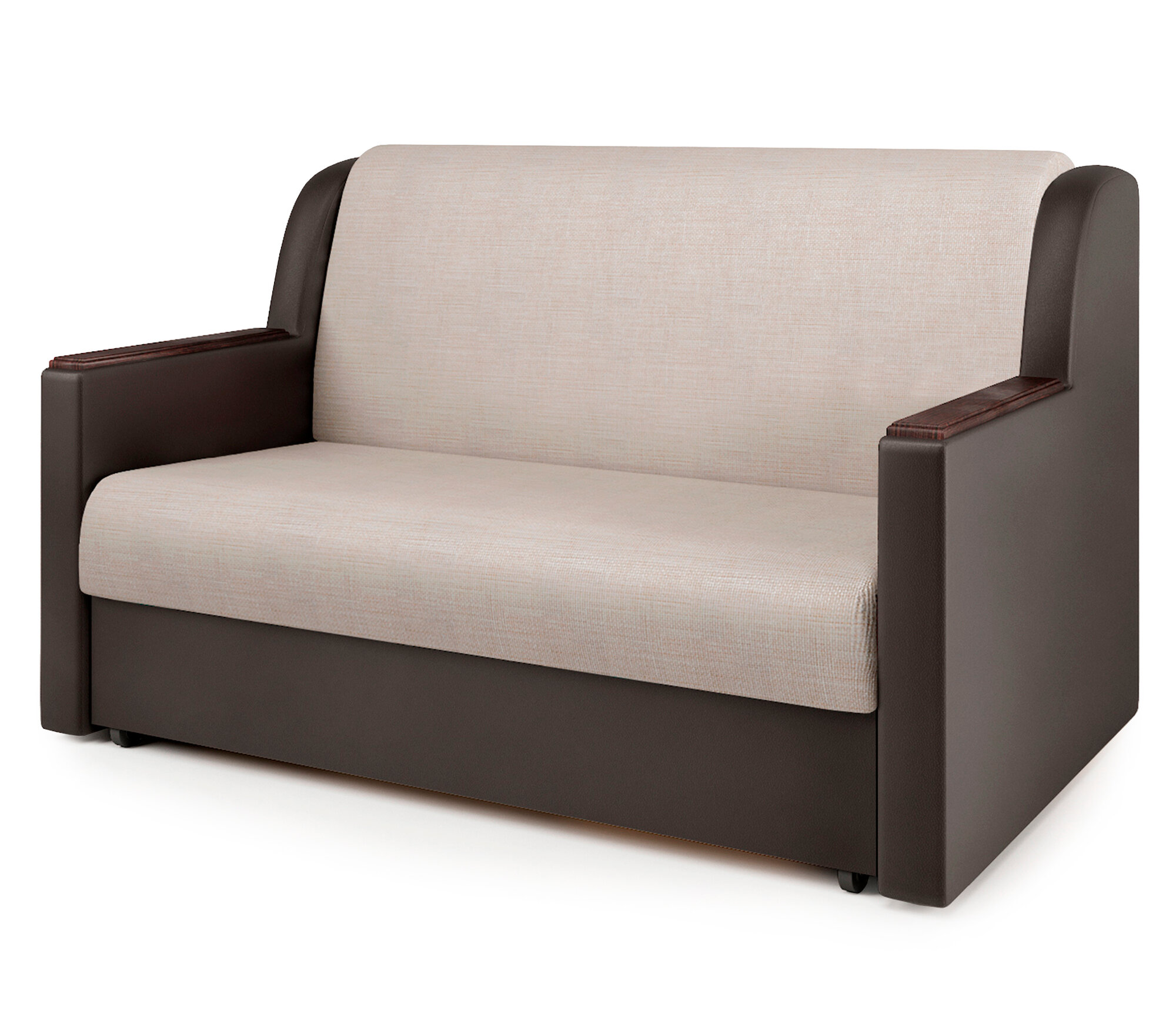 Диван-кровать Шарм-Дизайн Аккорд Д 120х194 см, диван раскладной, аккордеон, прямой, экокожа шоколад и шенилл бежевый