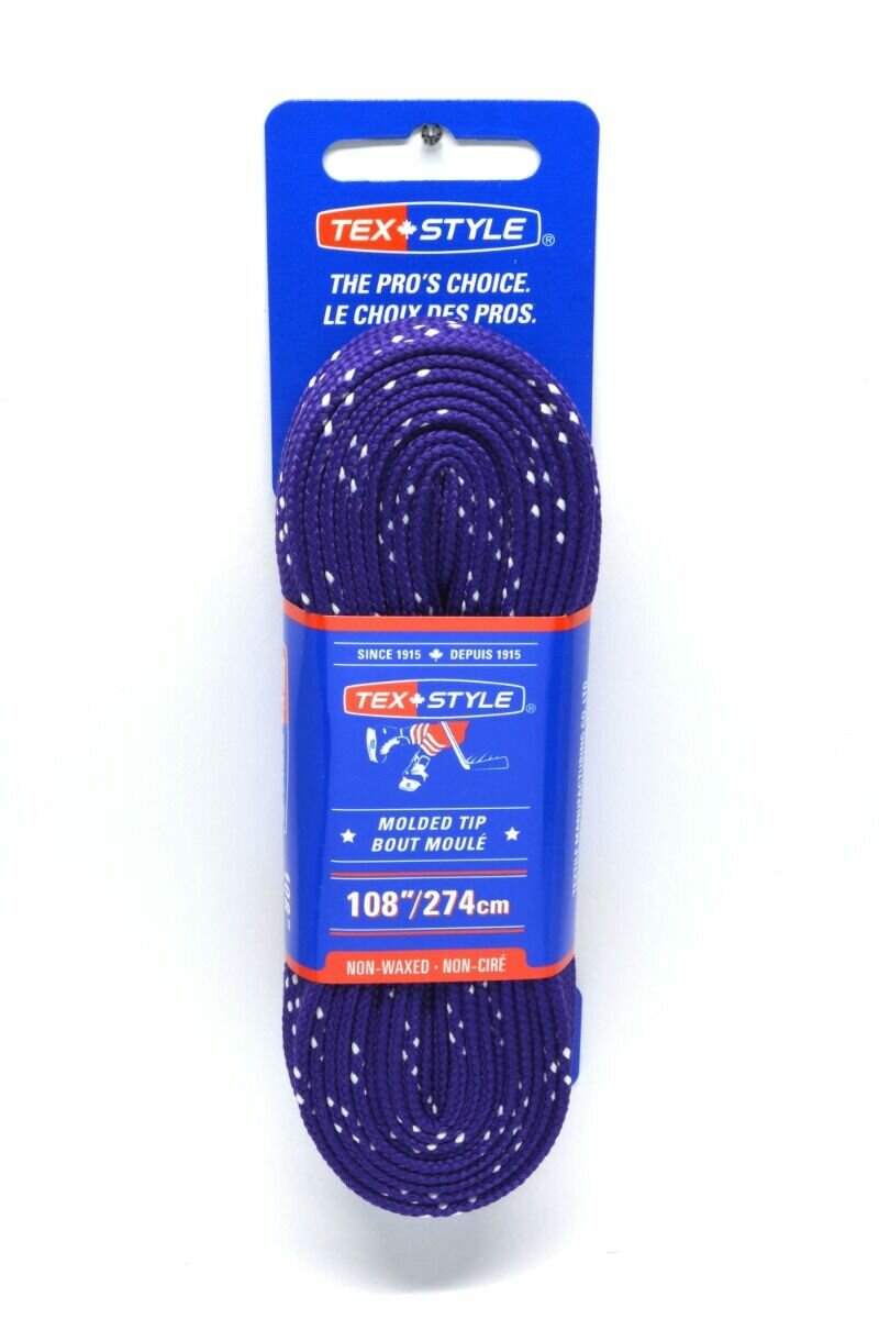 Шнурки хоккейные Tex Style "Non Waxed Molded 1810MT HOT", для хоккея, размер 96", фиолетовые