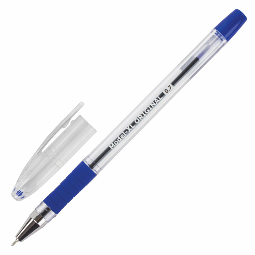 Ручка шариковая масляная с грипом BRAUBERG "Model-XL" ORIGINAL, синяя, узел 0,7 мм, линия письма 0,35 мм, 143242, 48 штук, 143242