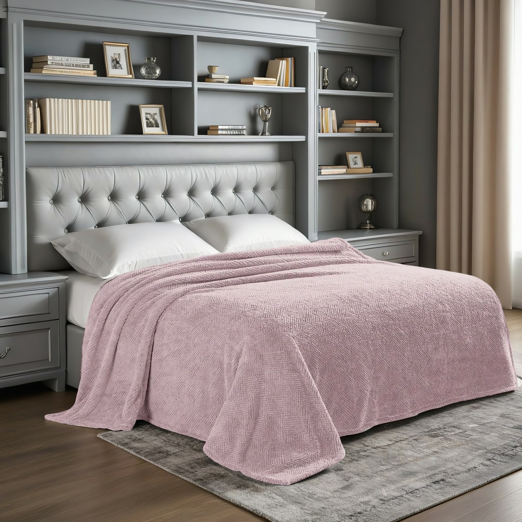 Плед 150х200 однотонный Cleo Gammi покрывало на кровать и диван пушистый велсофт