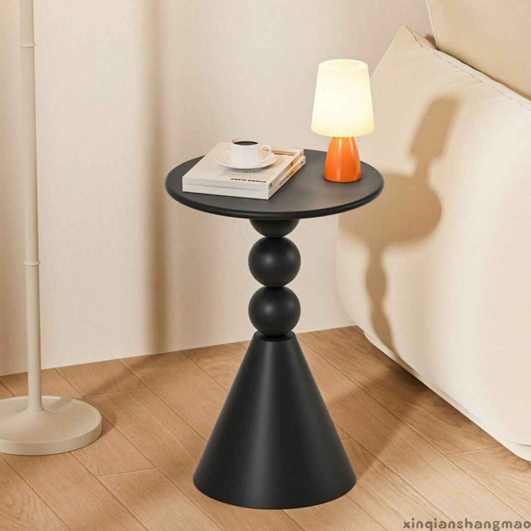 Журнальный стол "Креативный европейский", металл, лакированный, круглый, чёрный