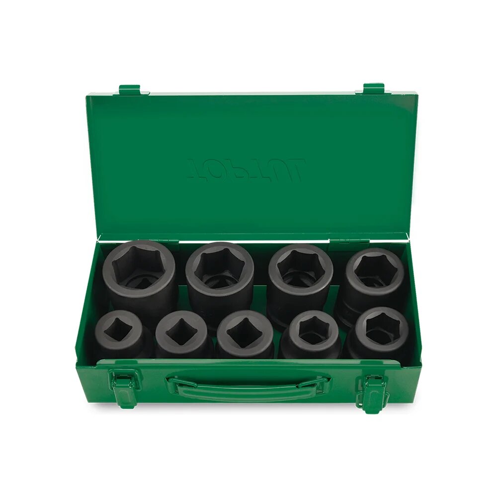 TOPTUL Набор ударных головок 1 дюйм, 24-41 мм и футорки 17,19 и 21 мм, 9 предметов GDAD0901