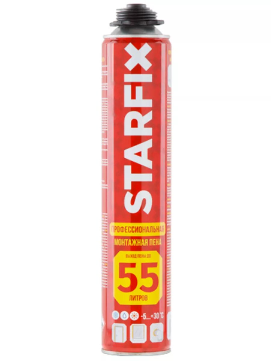 Пена монтажная профессиональная всесезонная STARFIX Gunfoam (750мл) (Выход пены до 55 литров) (SM-88276-1) (SM-88276-1)