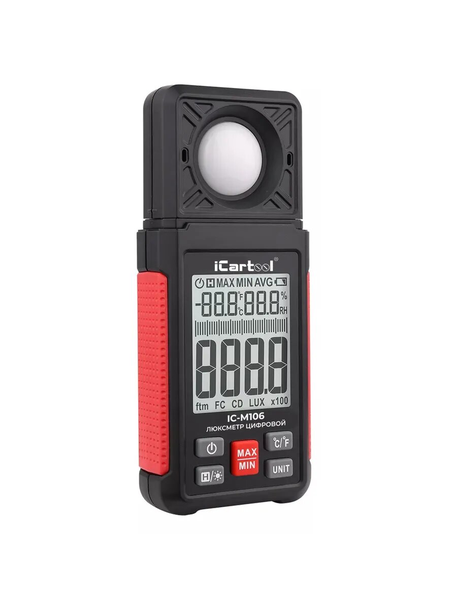 Люксметр iCartool IC-M106, цифровой, 0-100к люкс, подсветка дисплея, батарейка AAA