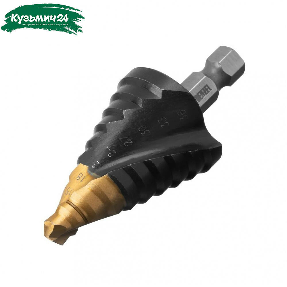 Сверло по металлу Denzel 723605, 9-36 мм, ступенчатое, хвостовик 6-гранный