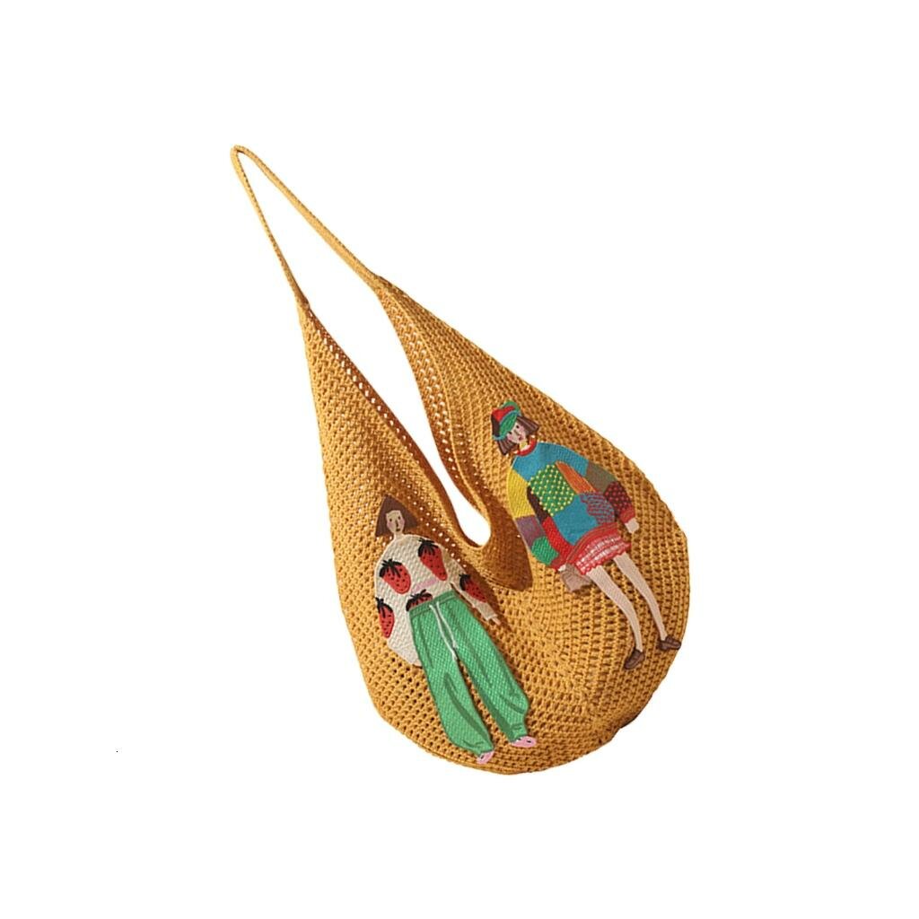 Корейская версия вязаной повседневной сумки через плечо в стиле кэжуал-желтый