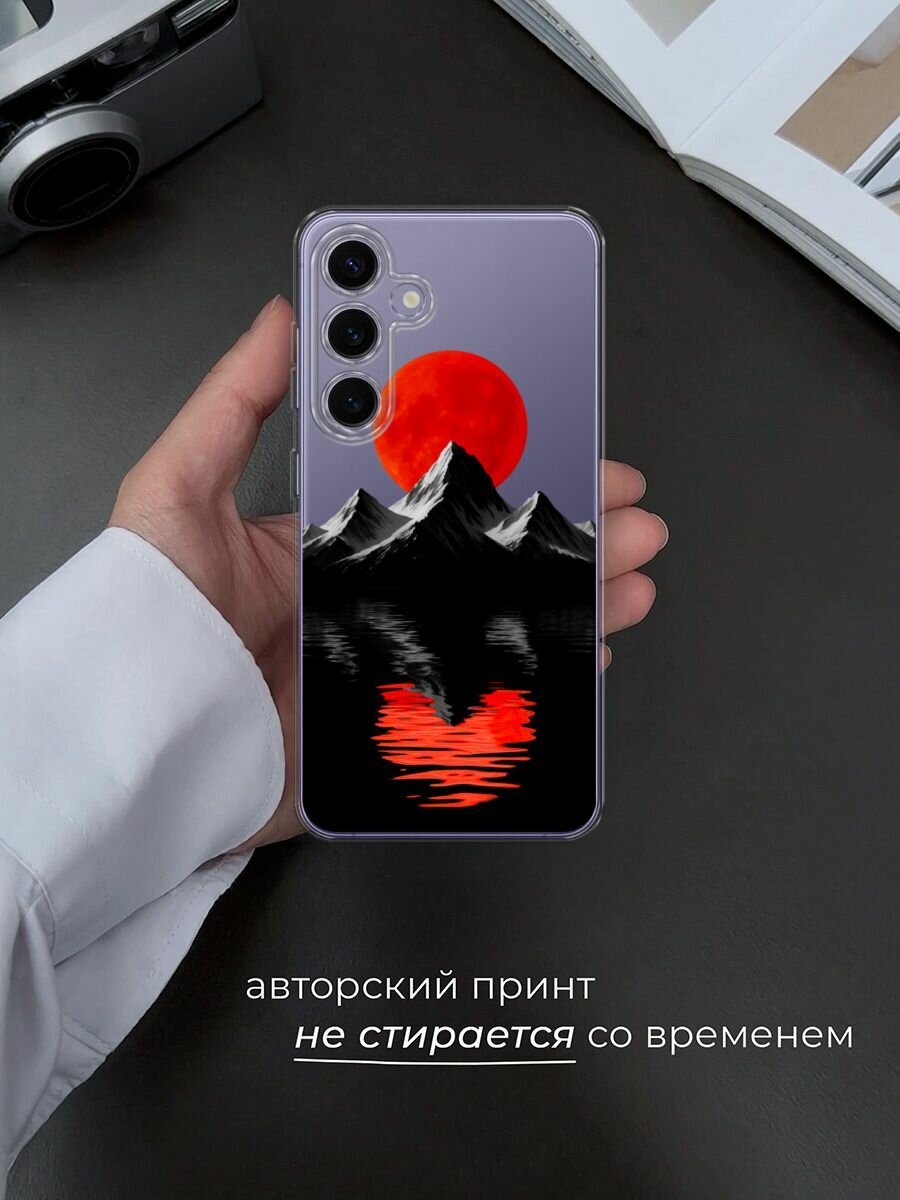 Чехол на Samsung Galaxy S24 Plus / Самсунг S24 Plus с принтом Черная гора, прозрачный — фото 1