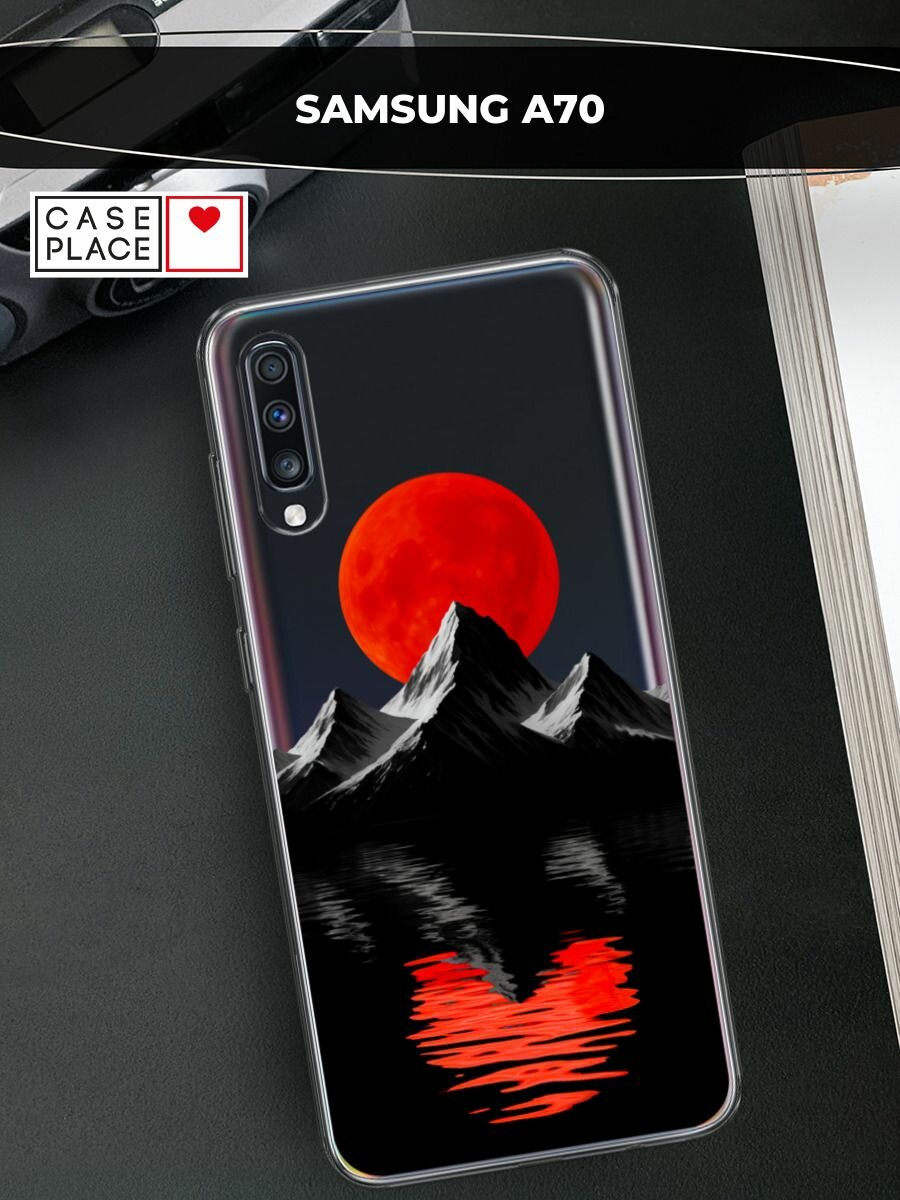 Чехол на Samsung Galaxy A70 / Самсунг Галакси А70 с принтом Черная гора, прозрачный
